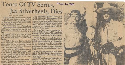 Jay Silverheels, the Classic Sidekick, Tonto to the Lone Ranger ...